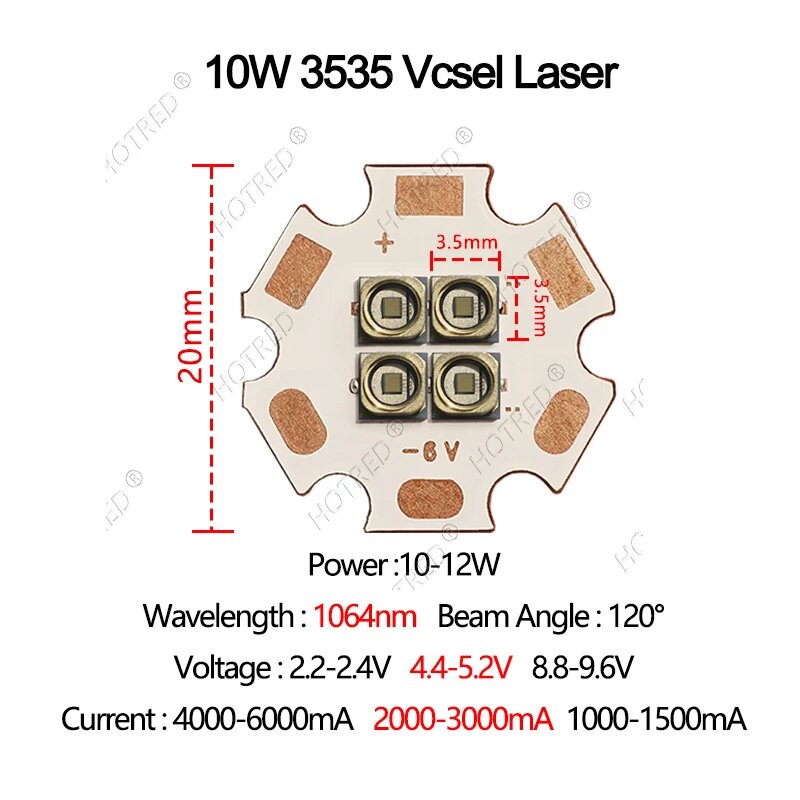 IR Led Diode 10W 3535 HotRed