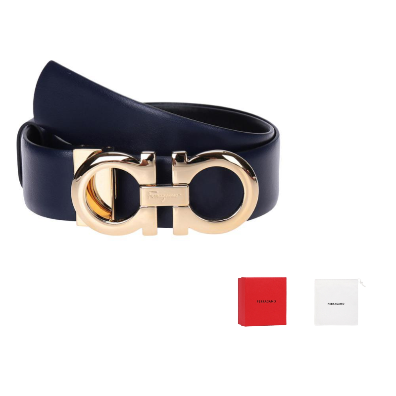 FERRAGAMO Ремни из коровьей кожи Женские Темно-синий Ширина 3,5 см 80