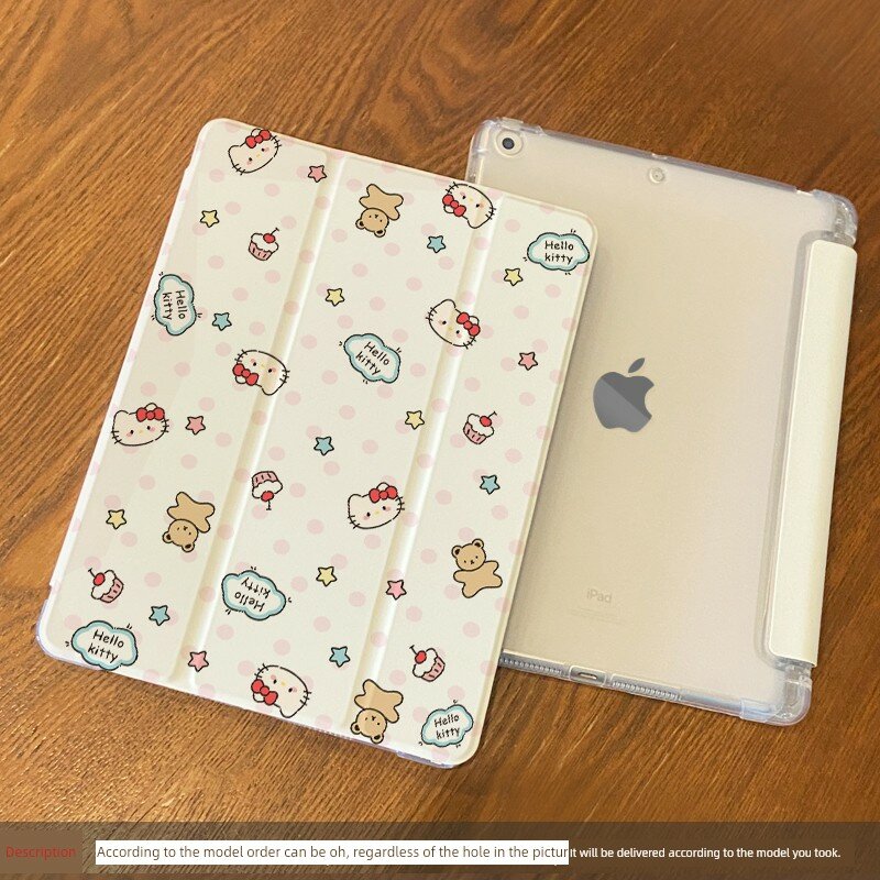 IPad Mini 4 7,9 дюйма прозрачная трехсекционная силиконовая чехол с отделением для ручки - Котенок Китти