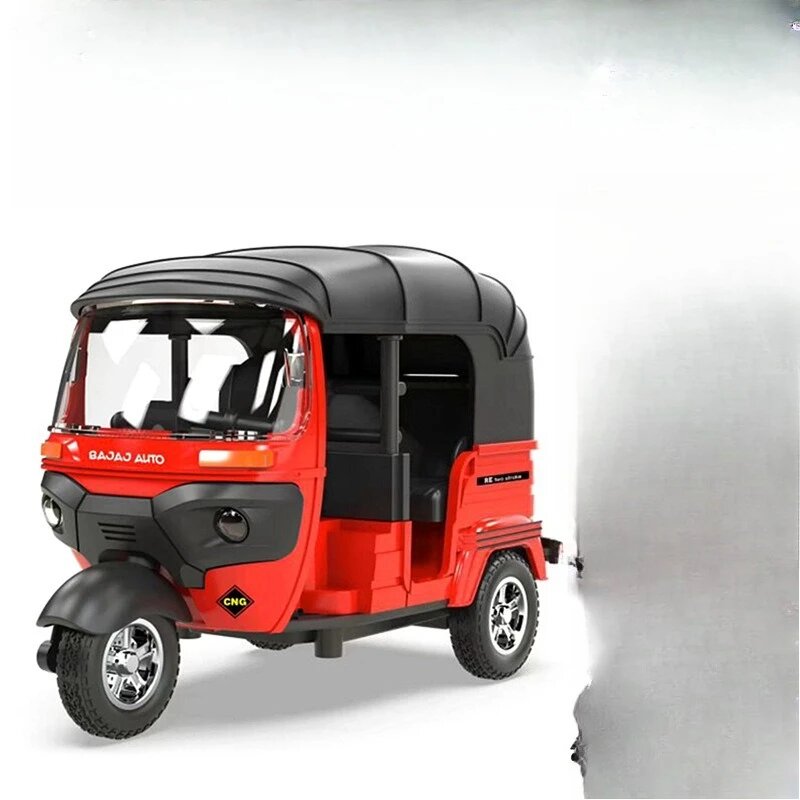 Красный трицикл Bajaj Auto 1:14 со светом и музыкой