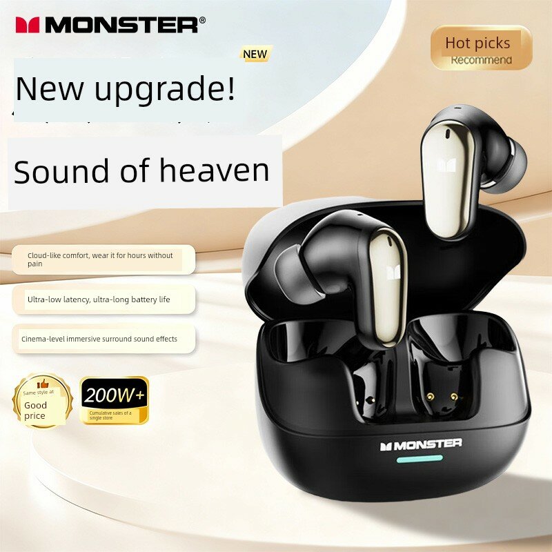 Беспроводные Bluetooth-наушники Monster MQT52 второго поколения, улучшенные, с шумоподавлением, для игр и спорта,