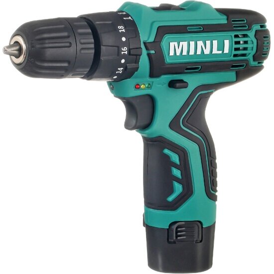 Minli Аккумуляторная дрель-шуруповерт 10мм. 22N. m Li-ion 12Vx2 / DC102.3 /