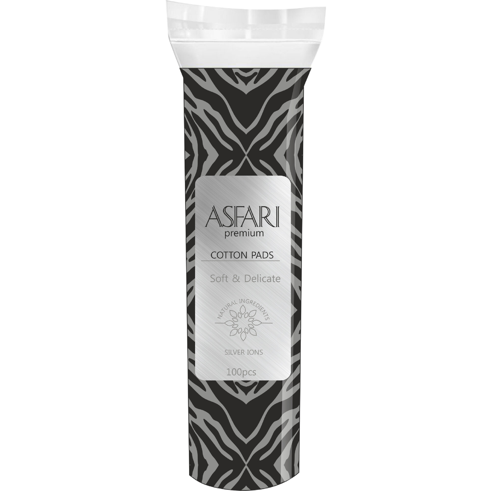 Ватные диски Asfari, с ионами серебра, прошитые, 100шт