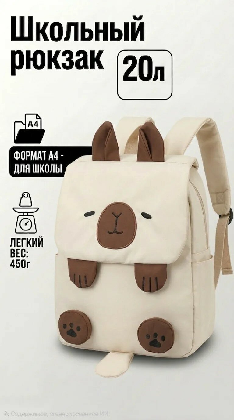 Рюкзак школьный для подростков Капибара А4 легкий
