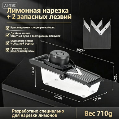 Многофункциональная овощерезка с 4 режимами толщины, безопасная нарезка овощей и фруктов для домашней кухни