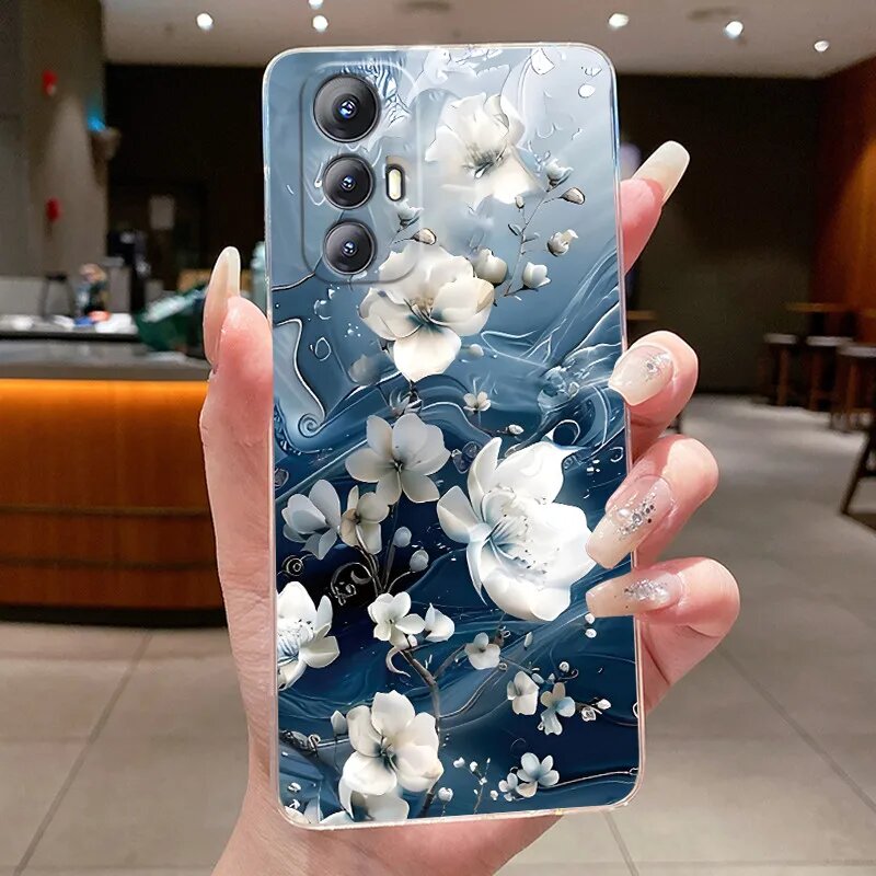 Чехол Cubot Max 5, синий с цветами, TPU-TPU331