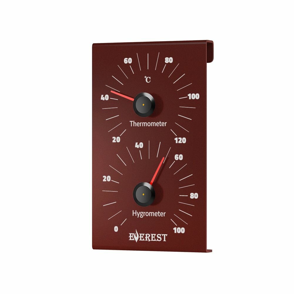 Термогигрометр для бани и сауны, EVEREST, алюминий, коричневый (brown) TG-30