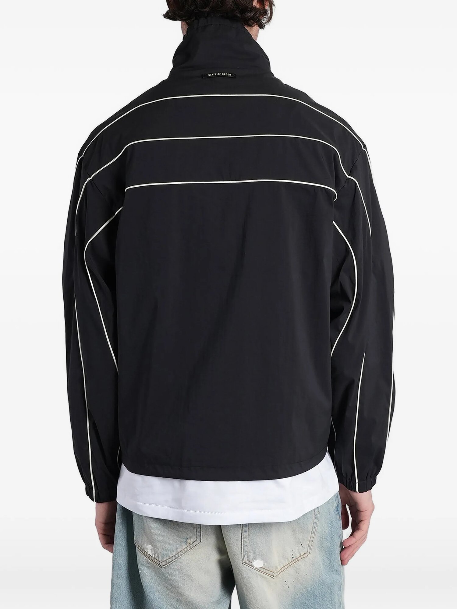 Куртка STATE OF ORDER Piped-trim high-neck jacket, размер 48, black/black — фото 1