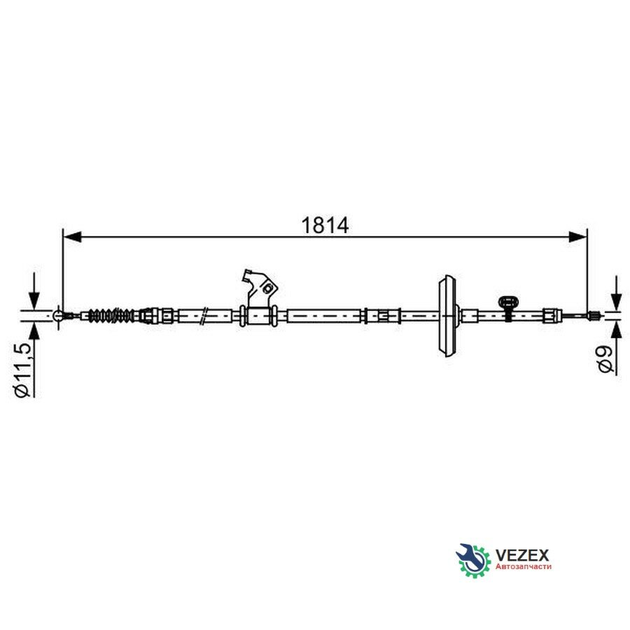 BOSCH 1987482502 Трос ручника правый OPEL ASTRA H, CHEVROLET CRUZE 1987482502