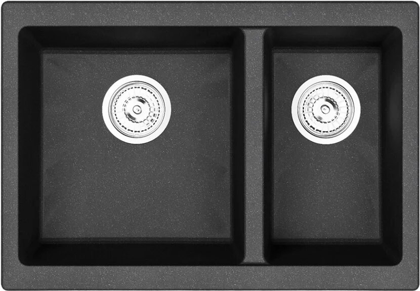 Мойка кухонная Emar Quartz EMQ-2665. PL Оникс кварцевая, 66x46, прямоугольная, мойка для кухни, черная, под столешницу, матовая