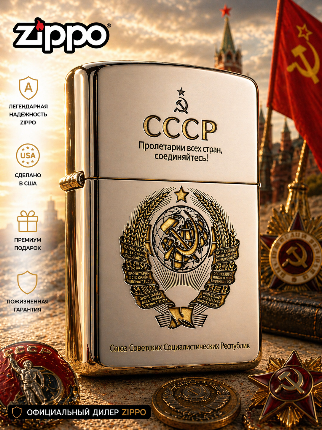 Зажигалка Zippo с гравировкой Символ Победы