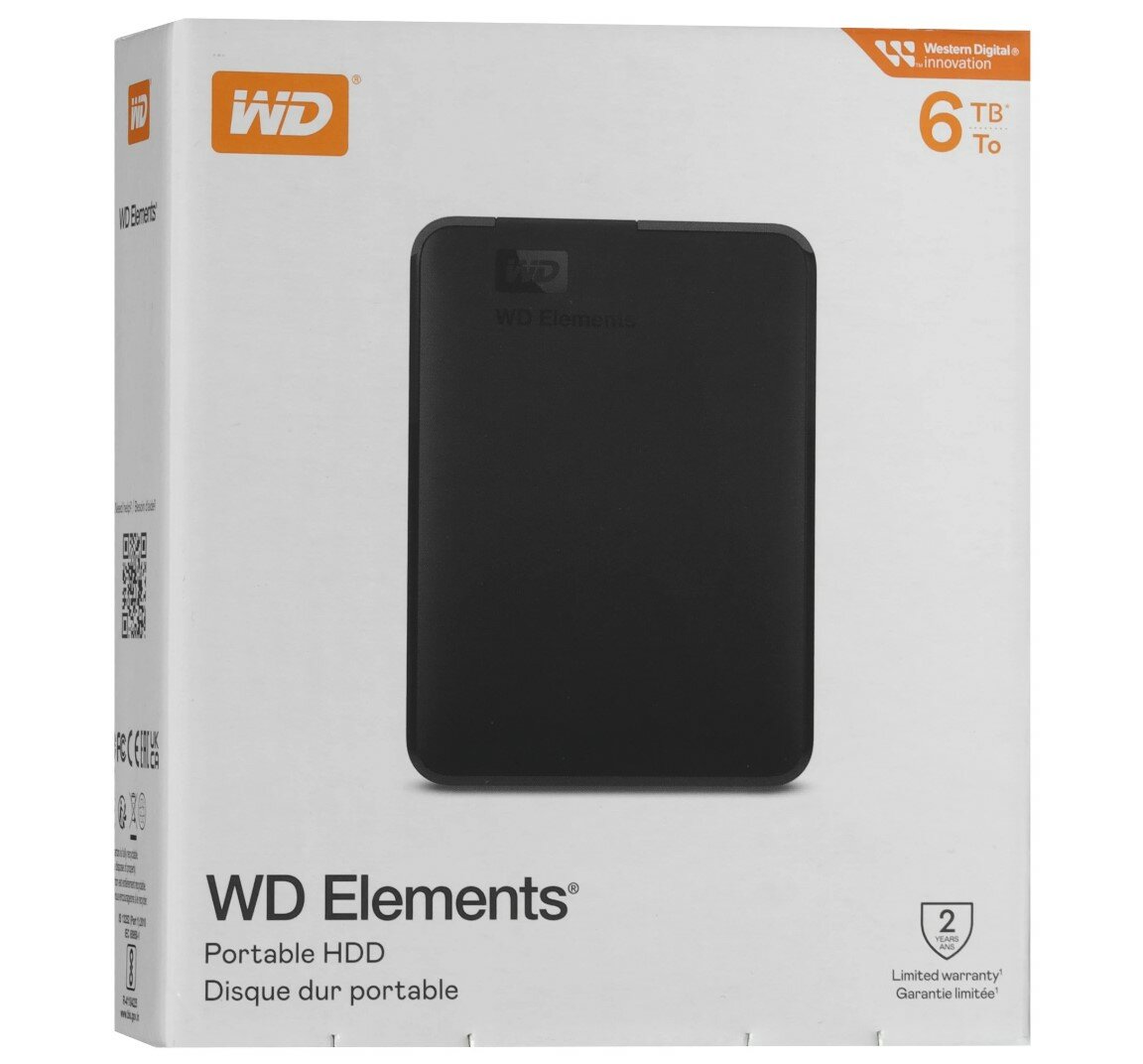 Внешний жесткий диск Western Digital Elements 6TB WDBHJS0060BBK-WESN