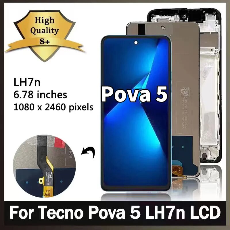 Дисплей Tecno Pova 5 Black NO Frame, в сборе