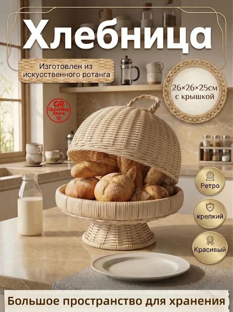 Хлебница, 26 см х 26 см х 25 см