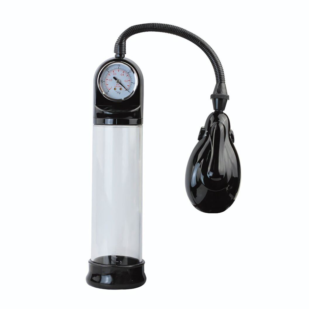 Вакуумная помпа для мужчин Baile "Automatic Gauge Pump" с манометром и мерной шкалой, прозрачный пластик