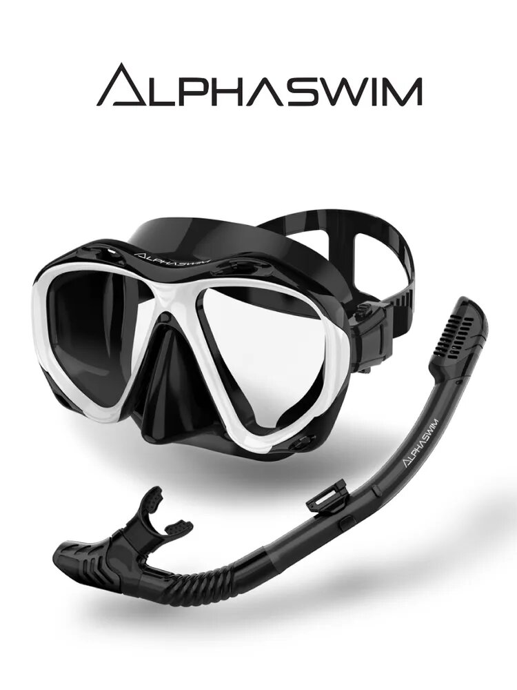 Маска для плавания с трубкой ALPHA SWIM для снокрлинга, дайвинга, подводного плавания