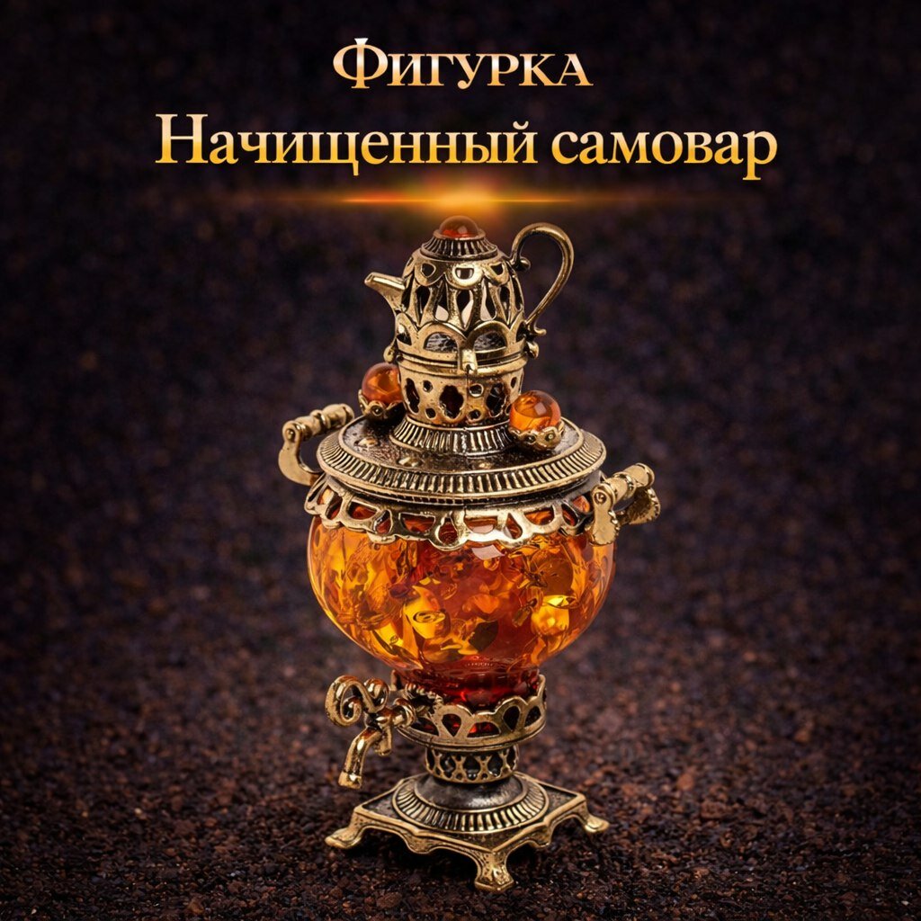 Фигурка Начищенный самовар (янтарь)