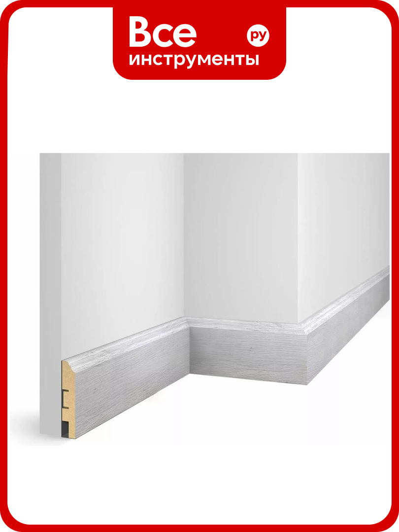 Плинтус COSCA DECOR WP07 экошпон, дуб старинный серый, 80x16x2400 мм, МДФ СПБ103729