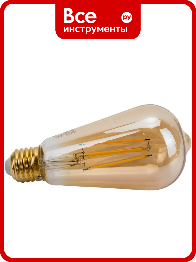 Светодиодная лампа General Lighting Systems FIL Диммируемая ST64S-13W-E27-2700K Золотая 686900