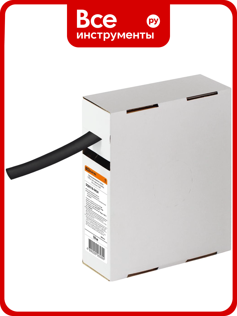 Термоусаживаемая трубка TDM ELECTRIC ТУТнг 12/6 черная в коробке (10 м/упак) SQ0518-0434