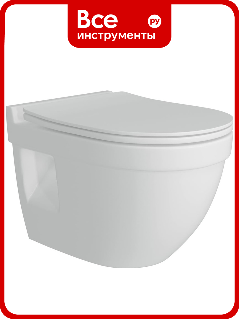 Унитаз Teymi Vitra Pro подвесной безободковый, сиденье микролифт T40806 ЦБ-00268560, устойчив