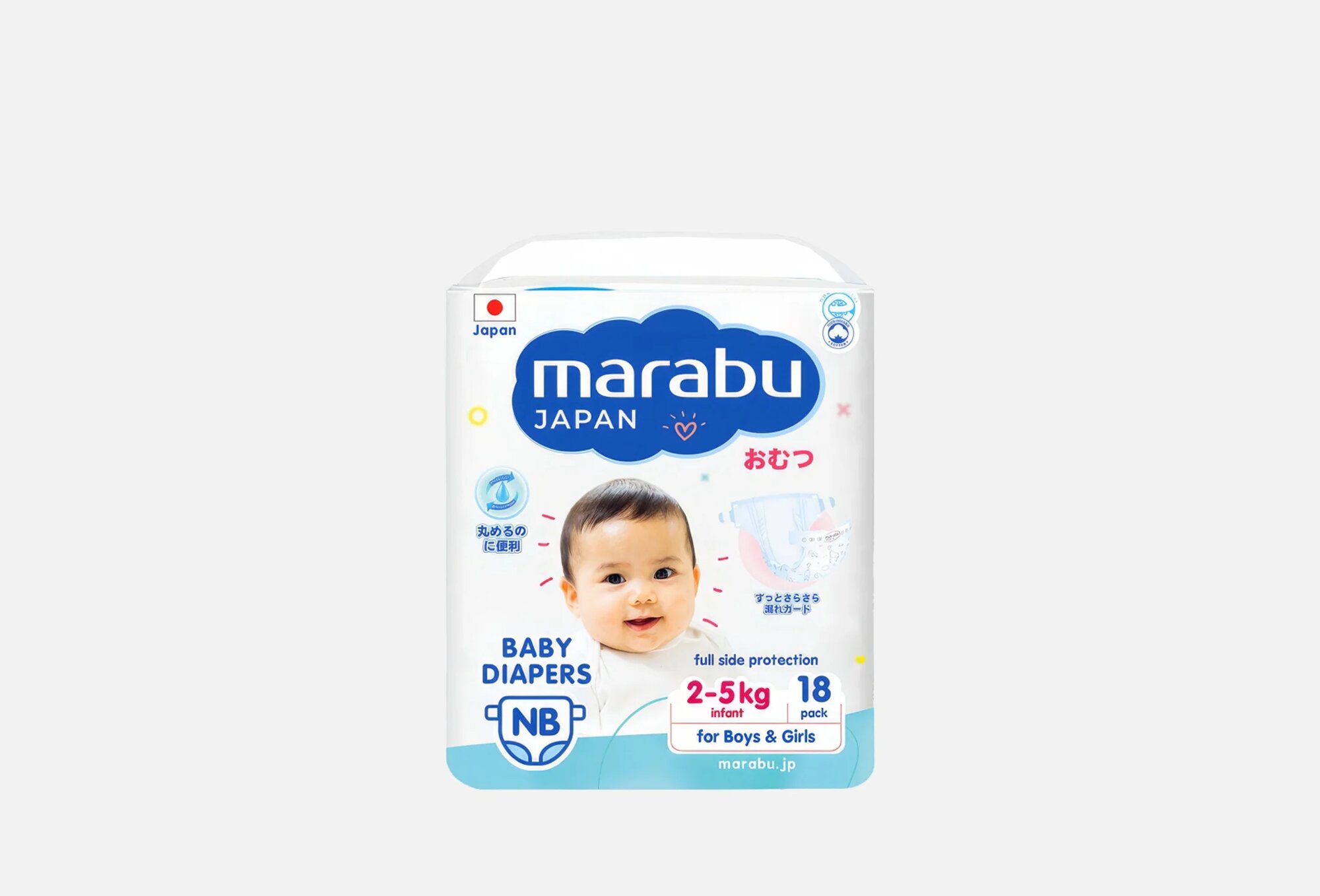 Подгузники-трусики Marabu NB, для новорожденных, 2-5кг, гипоаллергенные