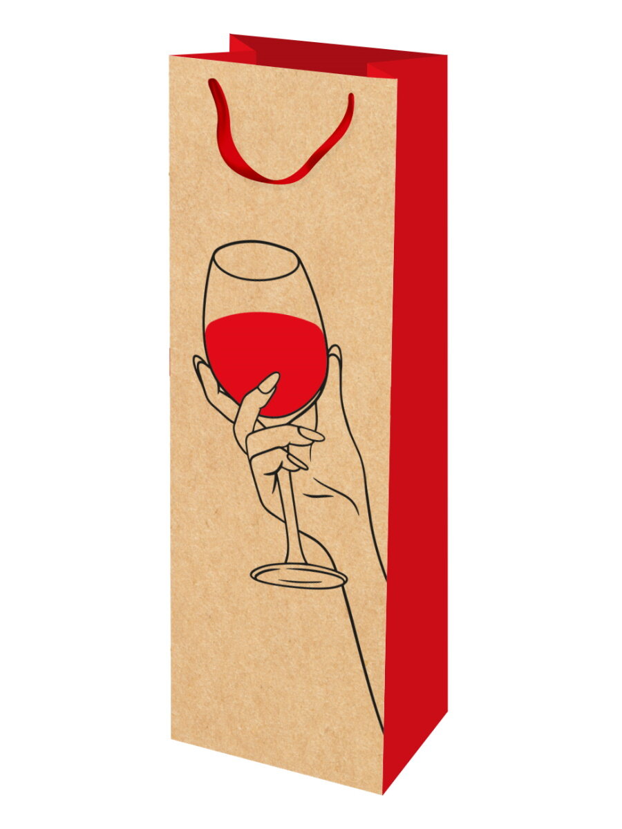 Пакет подар. из крафт-бумаги 12x36x8,5см (craft bottle) Бокальчик красного,130г (соб. разр) ППК-3990
