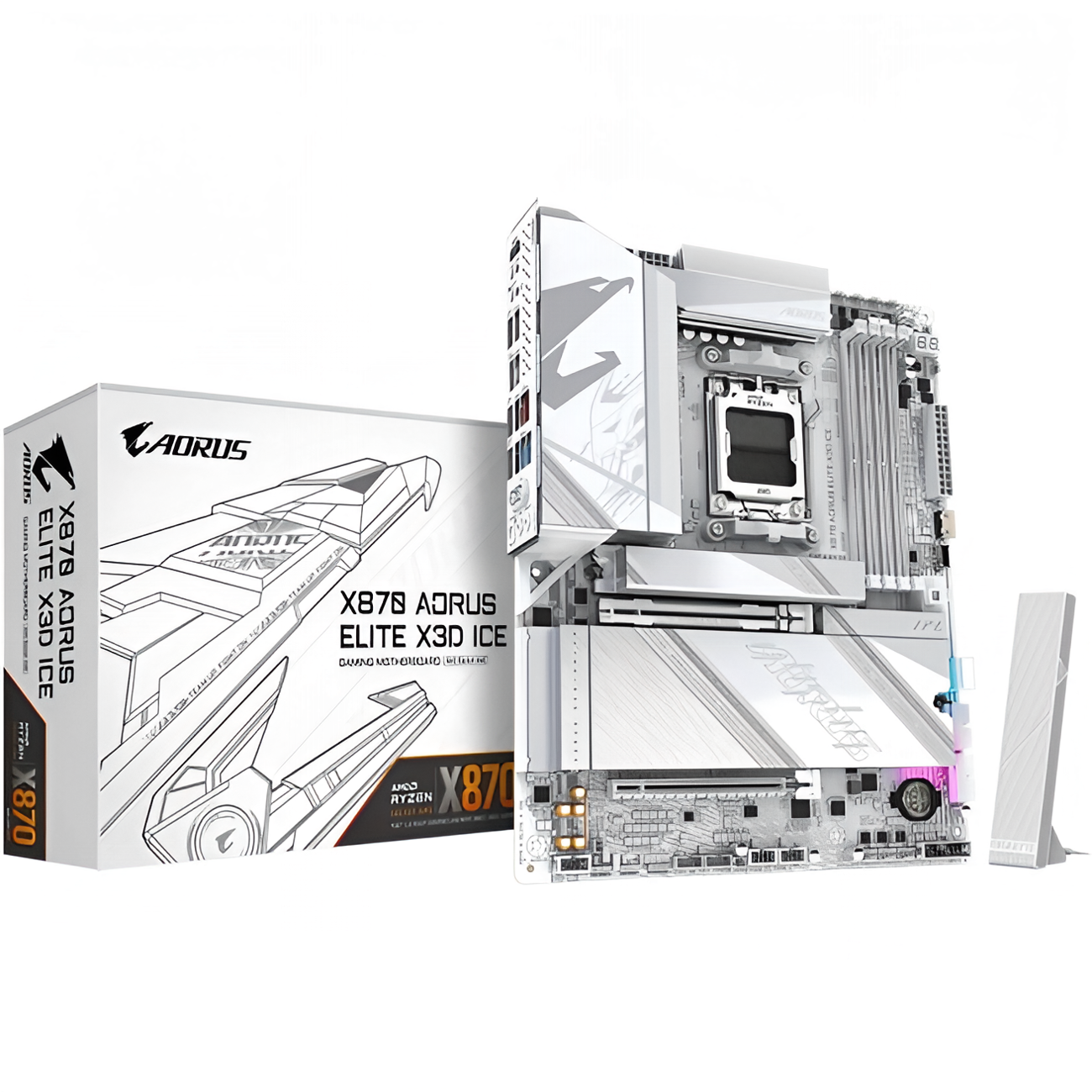 Материнская плата GIGABYTE X870 AORUS ELITE X3D ICE (AM5/AMD X870/4xDDR5/2xPCI-Ex16/4xM.2/SB7.1/Wi-Fi /BT/GLAN/HDMI/ATX)