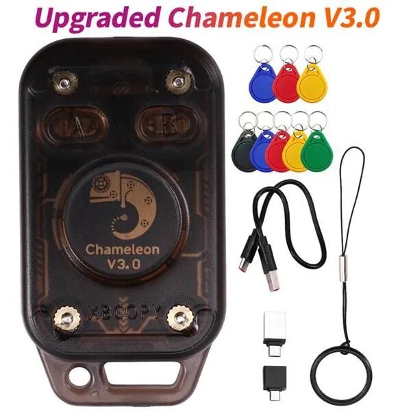 Устройство для чтения смарт-чипов RFID Chameleon V3.0 + брелок с 8XUID-метками, эмулятор смарт-карт, ID IC 125K 13.56M, копировщик меток, считыватель и записывающее устройство NFC.