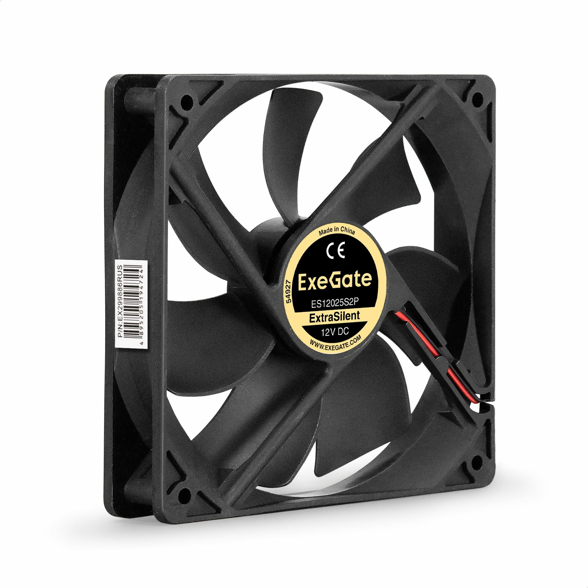 Вентилятор 12В DC ExeGate ExtraSilent ES12025S2P (120x120x25 мм, Sleeve bearing (подшипник скольжения), 2pin, 1300RPM, 22dBA) EX299886RUS