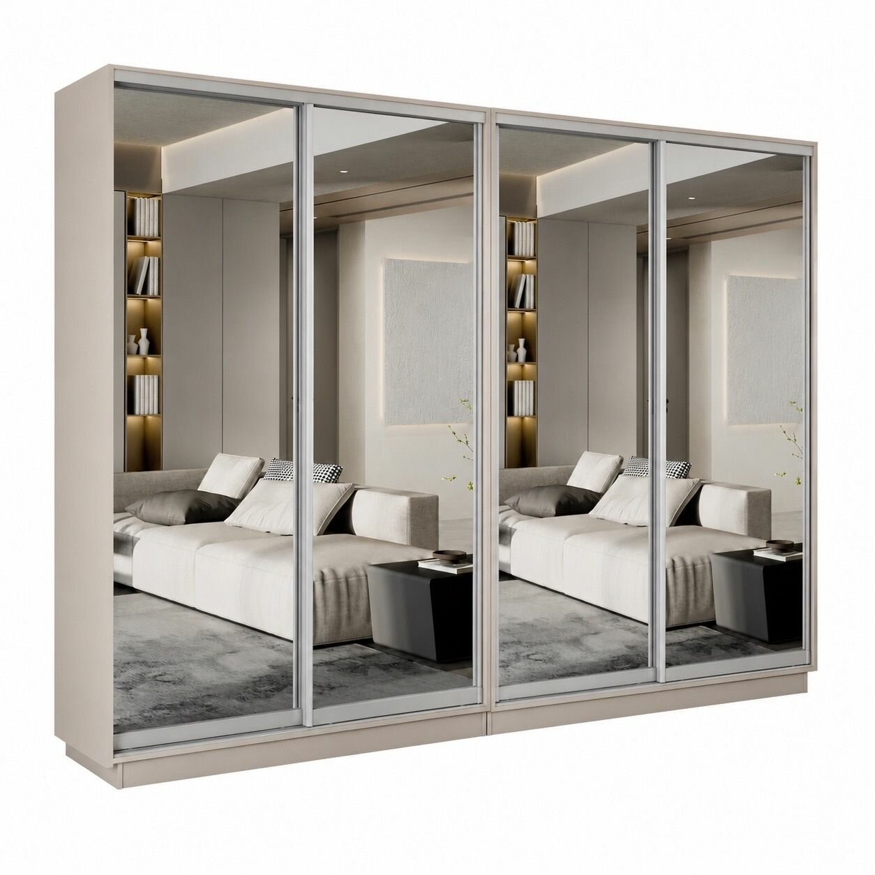 Система из двух шкафов-купе 2,4 Экспресс 4-х дверный 240 x 220 х 60 с зеркалами Кашемир