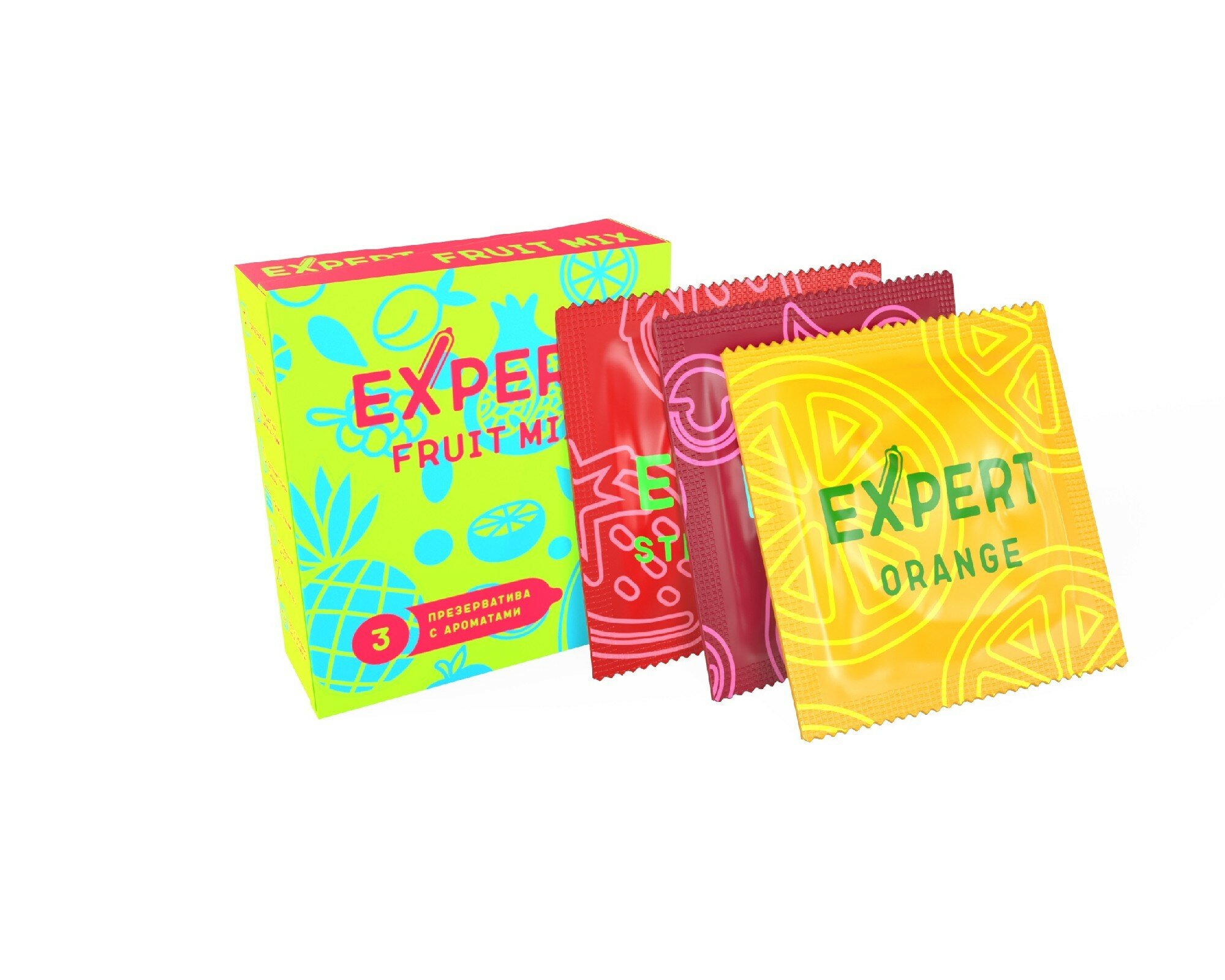 Ароматизированные презервативы Expert Fruit Mix, фруктовое ассорти для настроения, 3 шт.