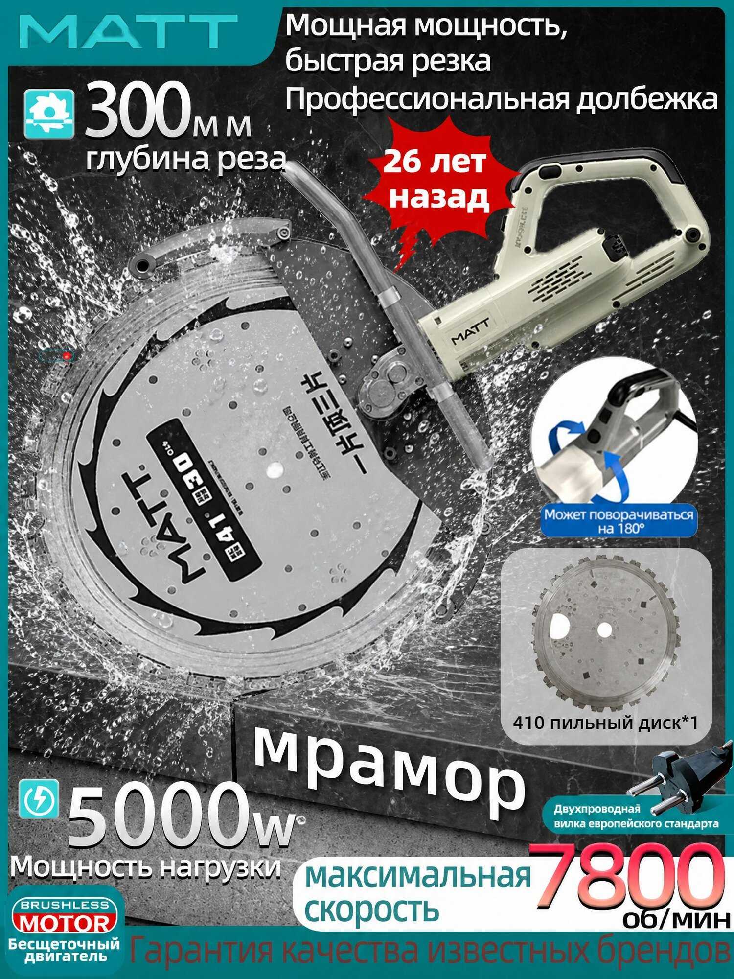 Мощная машина для нарезания канавок, не требующая регулировки бесщеточная дисковая бензопила для резки бетона, предназначенная для резки и обработки бетонных стен.