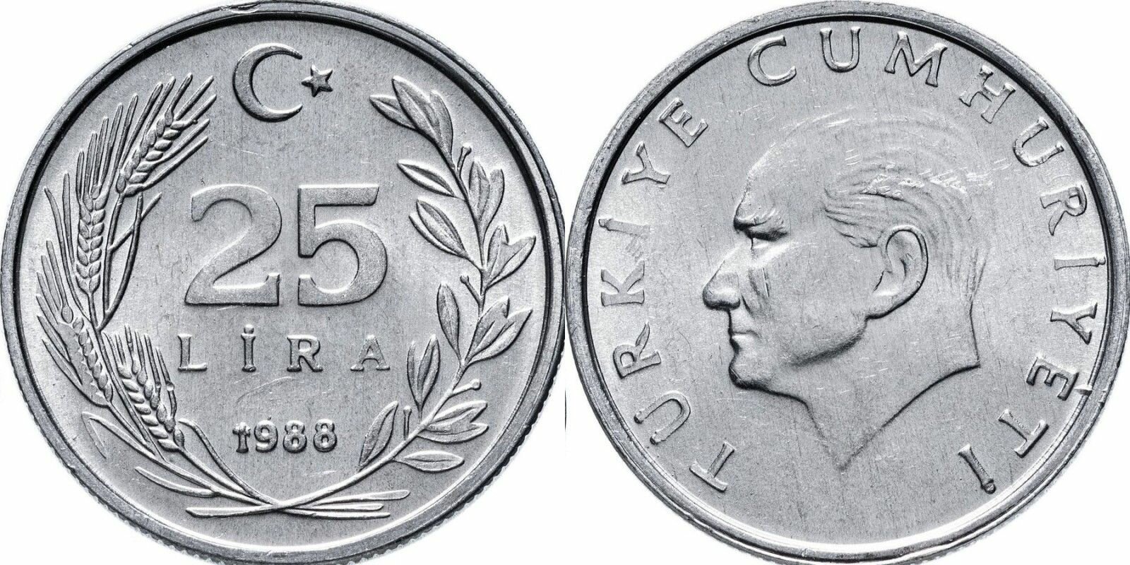 Турция 25 лир, 1985 - 1989 Мустафа Кемаль Ататюрк XF