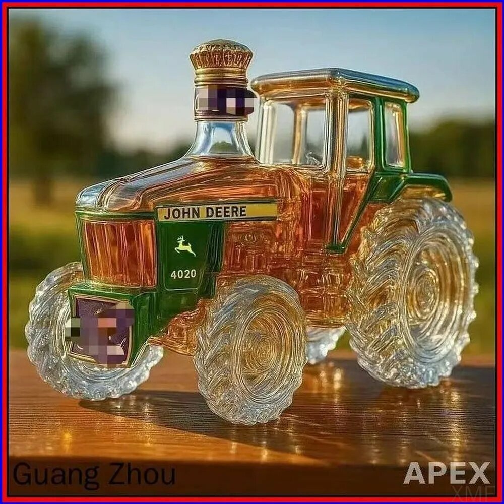 Бутылка виски трактор john deere 4020 стеклянная декоративная фигурка для барной полки подарок