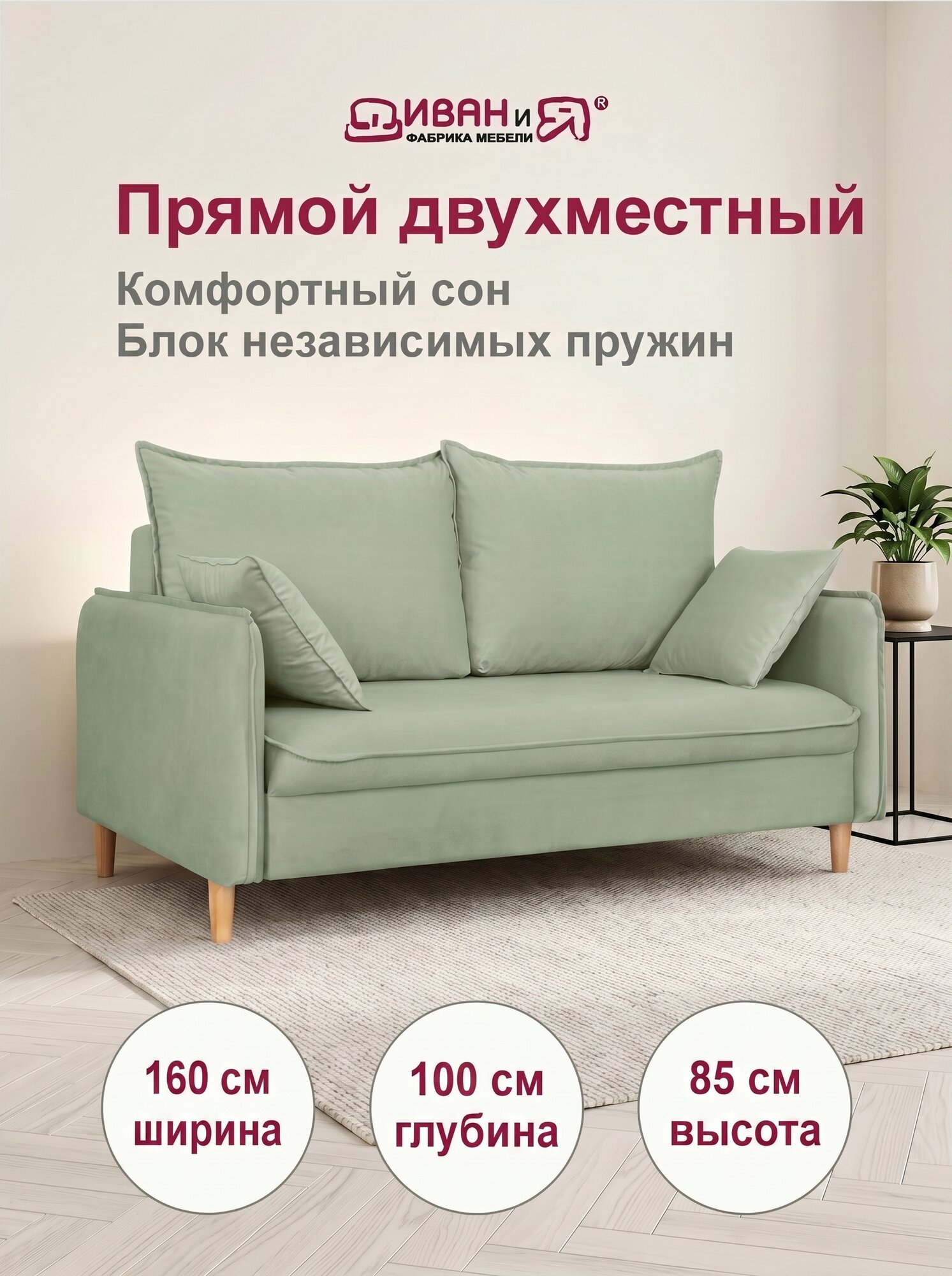 Диван-кровать Ханс на блоке независимых пружин, 160х100х85, спальное 138х195