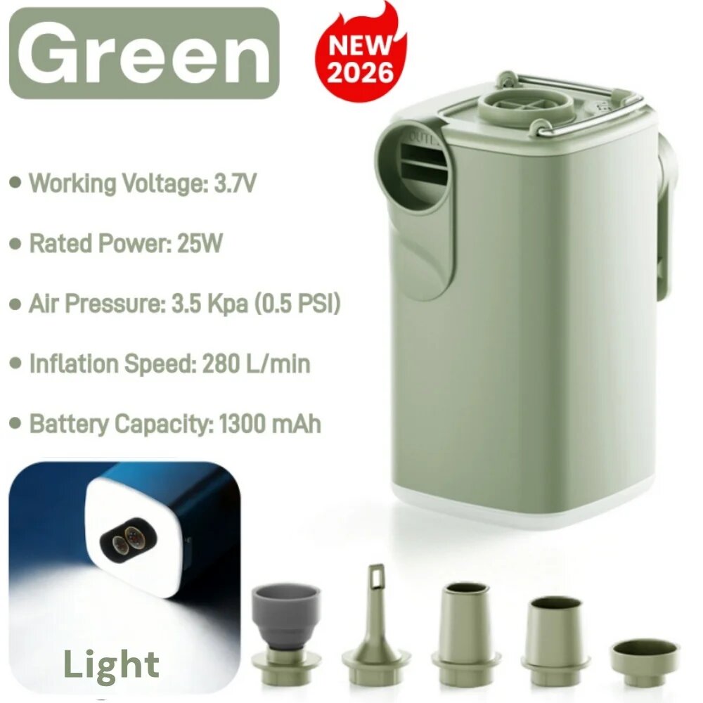 Портативный компрессор 2 в 1 Зеленый, green