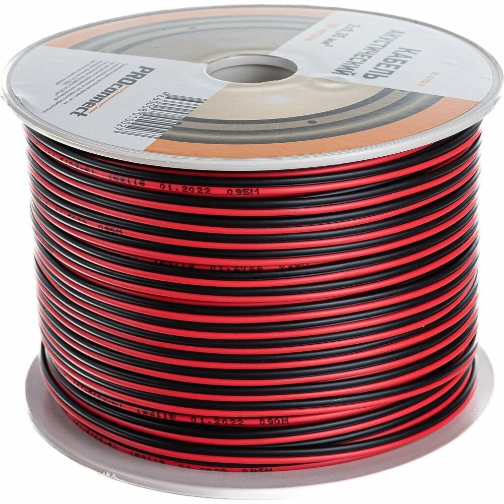 Акустический кабель 2х0.35 кв. мм, красно-черный, 100м PROCONNECT 01-6102-6