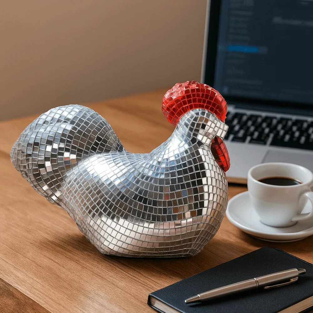 Зеркальная статуэтка курица Silver — фото 1