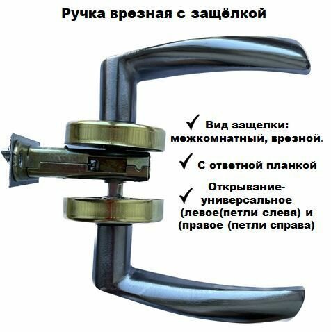 Ручка врезная с защелкой золотисто-серая