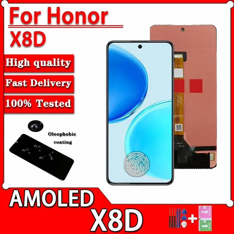 6,77-дюймовый AMOLED-дисплей 120 Гц для Honor X8d, сенсорный экран в сборе для Black With Frame
