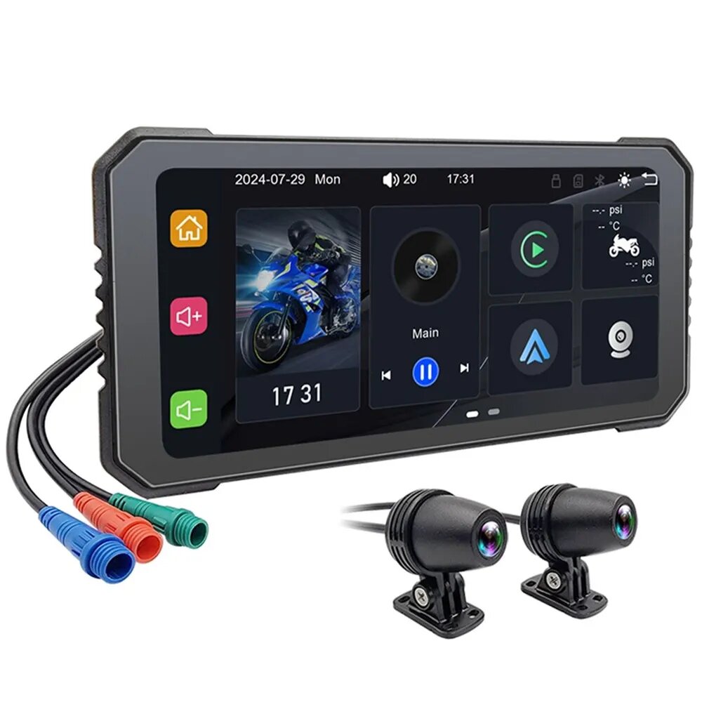 Видеорегистратор для мотоциклов с беспроводной навигацией CarPlay и Android Auto GPS