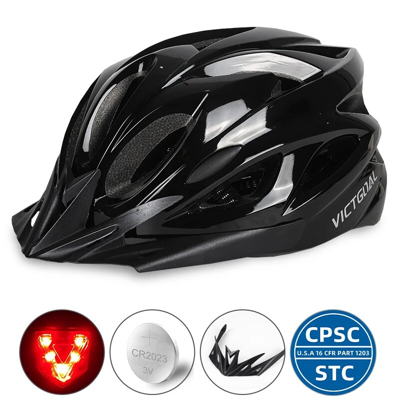 VICTGOAL Велошлем с подсветкой, черный, Helmet-V