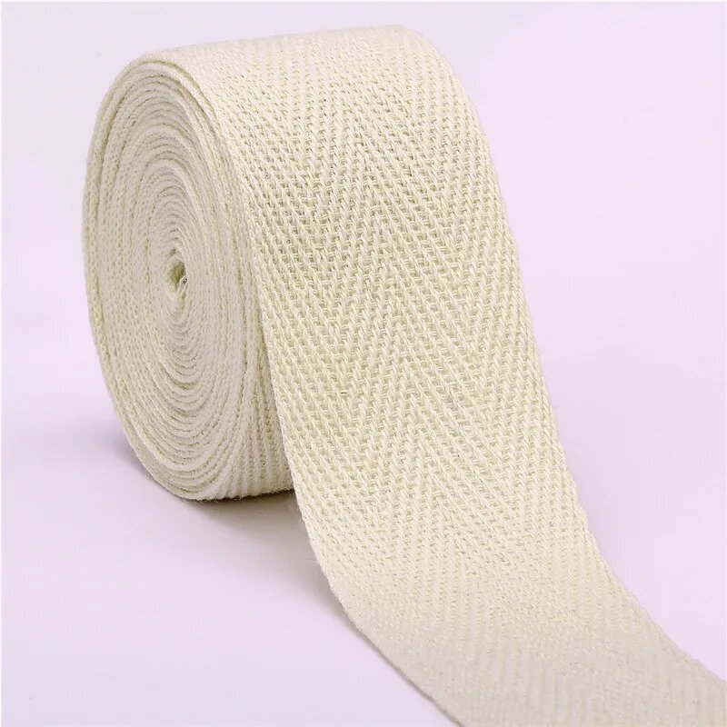 Бежевая хлопковая тесьма саржевая лента 50 ярдов 30mm beige
