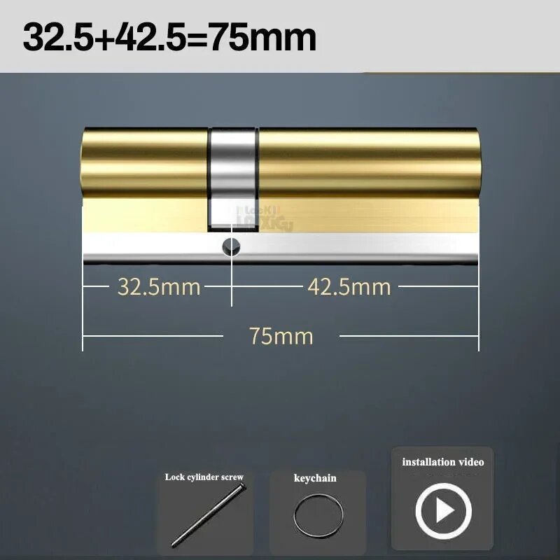 Цилиндр замка латунный 75mm 32.5+42.5