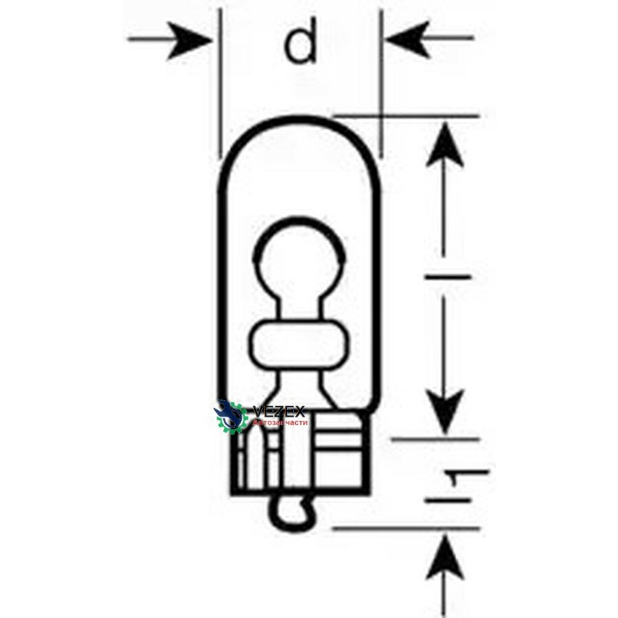 OSRAM 2825 Лампа накаливания автомобильная Goodyear W5W 12V 5W W2.1x9.5d (коробка: 10шт.)