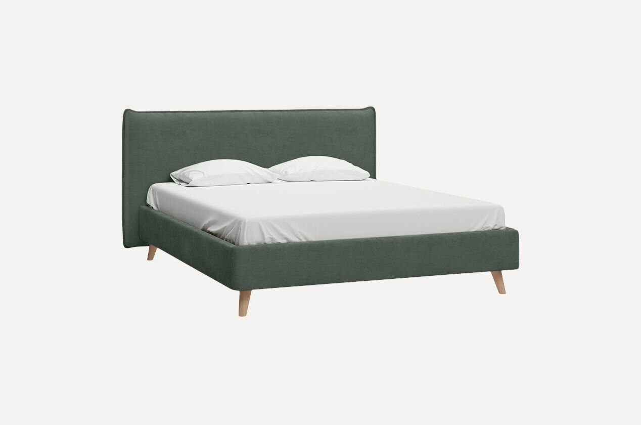 Кровать Кьево 140 Велюр Оливковый, divan.ru, 216х173х100 см, оливковый