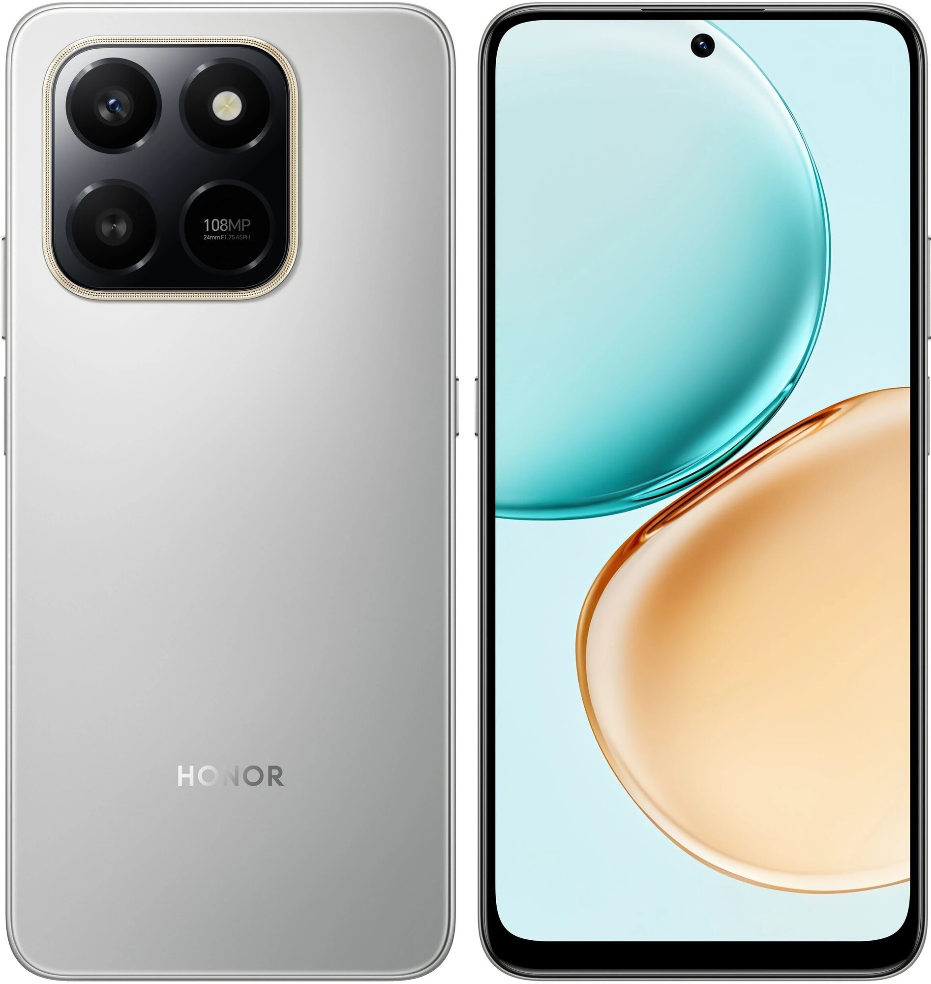 Смартфон HONOR X7d 8/256GB, серебристый, (5109BXJU)