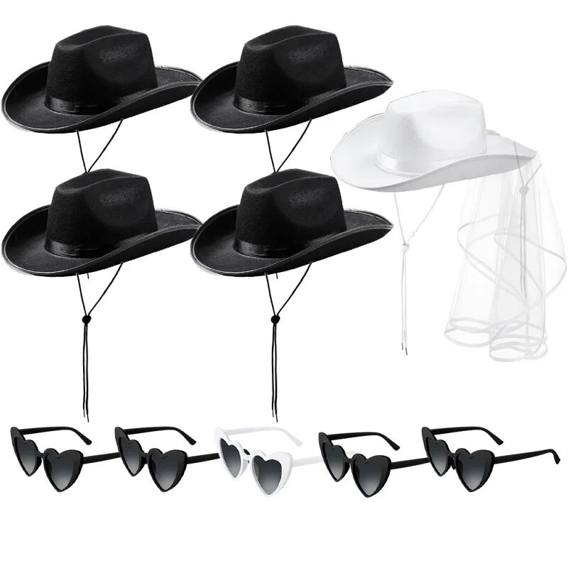 Ковбойские шляпы XMSJ, набор из 5-12 штук Черный, 5 Set, Style 2 Black B