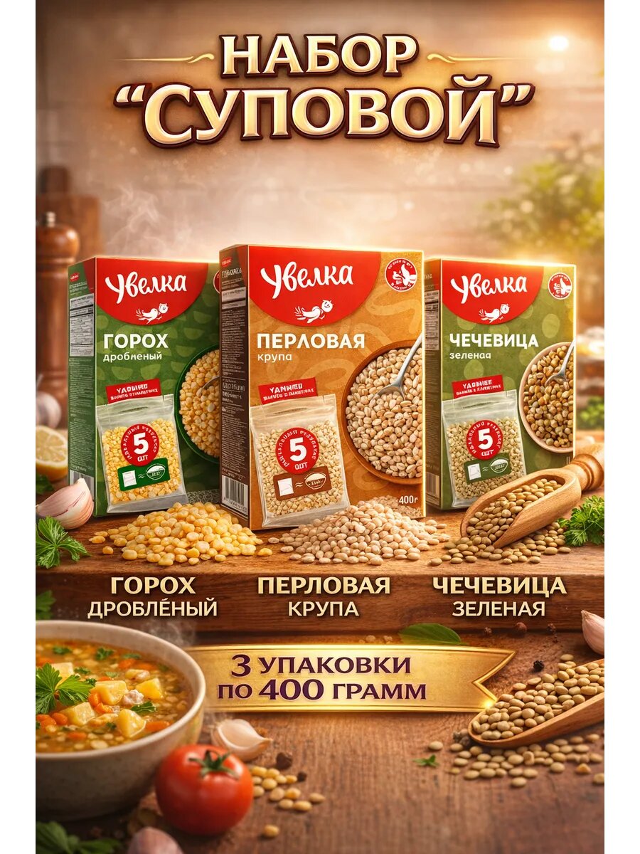 Набор "Суповой" Горох + Перловка + Чечевица